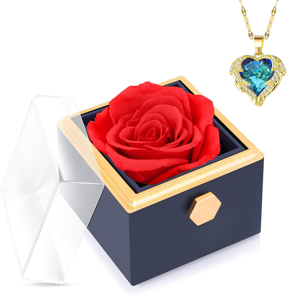 Caja de Regalo Giratoria de Rosa con Porta Joyas – Vive tu Espacio